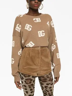 Dolce & Gabbana Monogram Virgin Wool Jumper - Brown