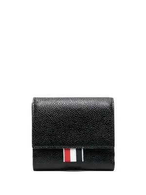 Thom Browne Rwb Stripe Pebbled Leather Wallet - Black