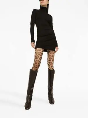 Dolce & Gabbana Ruched High-neck Mini Dress