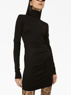 Dolce & Gabbana Ruched High-neck Mini Dress