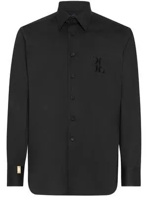 BILLIONAIRE Logo-embroidery Cotton Shirt - Black
