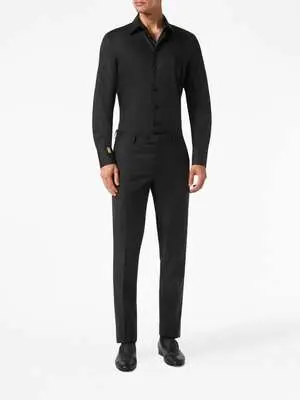 BILLIONAIRE Logo-embroidery Cotton Shirt - Black
