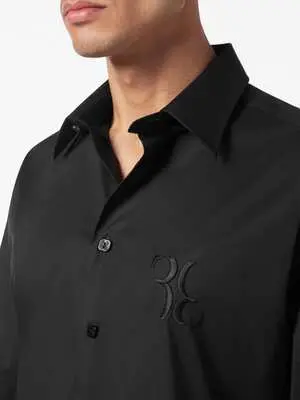 BILLIONAIRE Logo-embroidery Cotton Shirt - Black