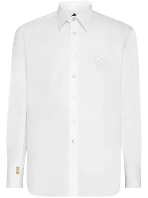BILLIONAIRE Logo-embroidery Cotton Shirt - White