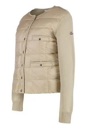Moncler Padded Front Panel Cardigan - Beige