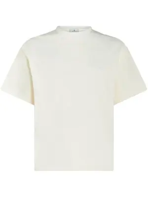 Etro Logo-embroidered Cotton T-shirt - Neutrals