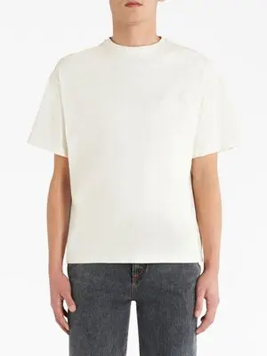 Etro Logo-embroidered Cotton T-shirt - Neutrals