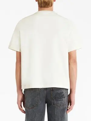 Etro Logo-embroidered Cotton T-shirt - Neutrals