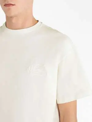 Etro Logo-embroidered Cotton T-shirt - Neutrals