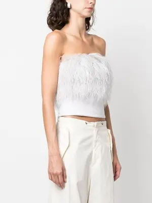 Patrizia Pepe Fur-detailing Strapless Top