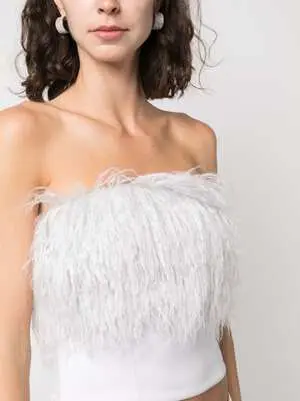 Patrizia Pepe Fur-detailing Strapless Top