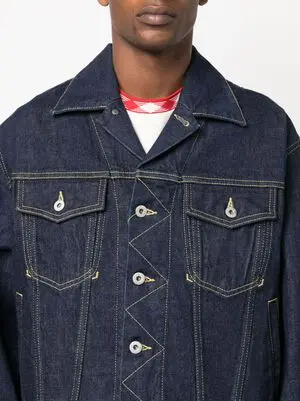 Kenzo Contrast-stitch Denim Jacket - Blue