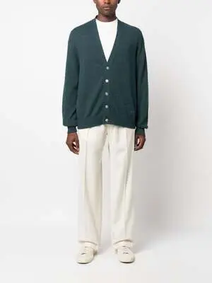 BARRIE B Label Logo-embroidered Cashmere Cardigan - Green