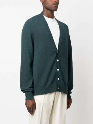BARRIE B Label Logo-embroidered Cashmere Cardigan - Green