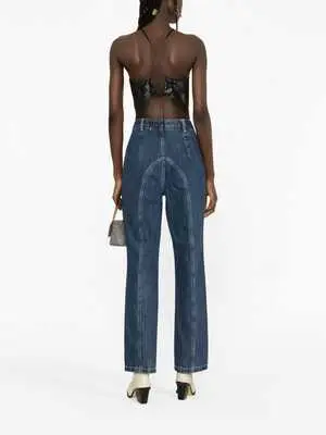 SELF-PORTRAIT Zip-embellished Straight-leg Jeans