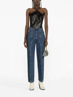 SELF-PORTRAIT Zip-embellished Straight-leg Jeans