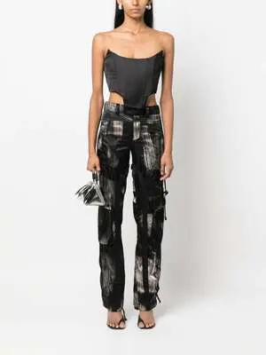 Giuseppe Di Morabito Strapless Satin Corset Top - Black