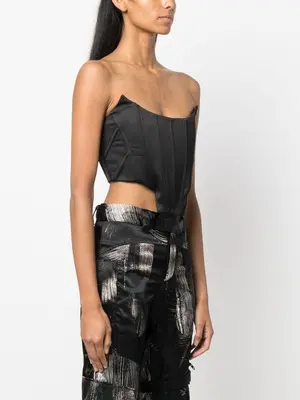 Giuseppe Di Morabito Strapless Satin Corset Top - Black