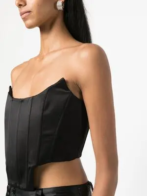 Giuseppe Di Morabito Strapless Satin Corset Top - Black