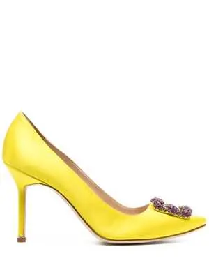 Manolo Blahnik Hangisi 90mm Crystal-embellished Pumps - Yellow