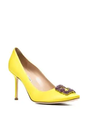 Manolo Blahnik Hangisi 90mm Crystal-embellished Pumps - Yellow