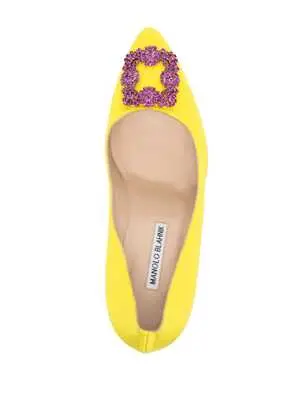 Manolo Blahnik Hangisi 90mm Crystal-embellished Pumps - Yellow
