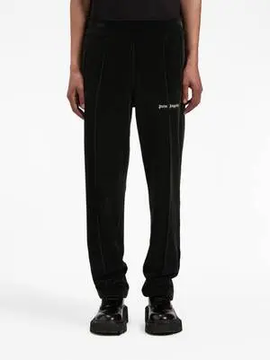 Palm Angels Logo-print Velvet Track Pants - Black