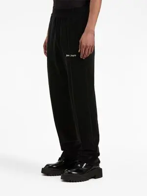 Palm Angels Logo-print Velvet Track Pants - Black