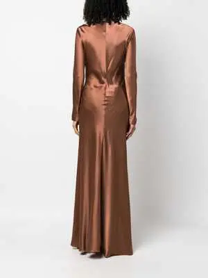 Alberta Ferretti Draped Wrap-effect Satin Maxi Dress