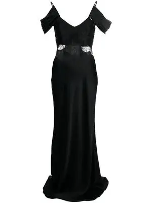 Alberta Ferretti Lace-detail Off-shoulder Gown