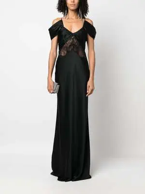 Alberta Ferretti Lace-detail Off-shoulder Gown