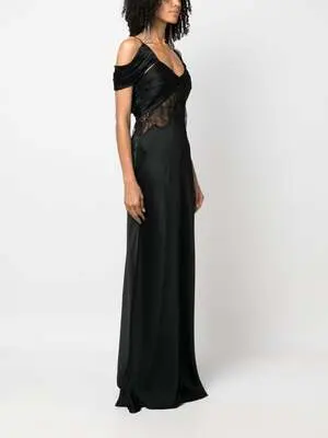 Alberta Ferretti Lace-detail Off-shoulder Gown