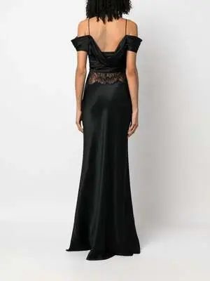 Alberta Ferretti Lace-detail Off-shoulder Gown