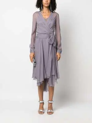 Alberta Ferretti Asymmetric Midi Wrap Dress
