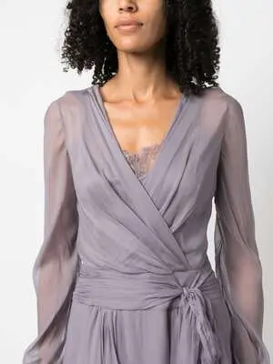 Alberta Ferretti Asymmetric Midi Wrap Dress