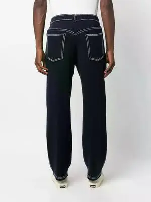 BARRIE Contrast-stitching Denim-effect Trousers - Blue