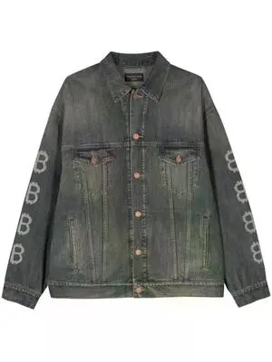 Balenciaga Logo-print Denim Jacket - Blue