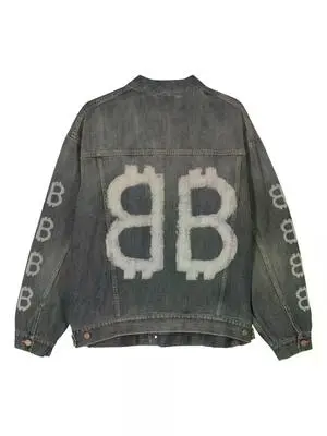 Balenciaga Logo-print Denim Jacket - Blue