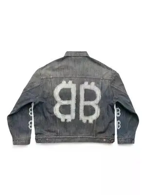 Balenciaga Logo-print Denim Jacket - Blue