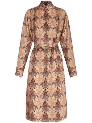 Etro Paisley-print Belted Midi Shirtdress - Neutrals