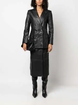 Alberta Ferretti Pencil Leather Midi Skirt