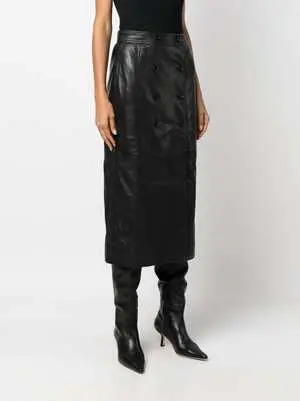 Alberta Ferretti Pencil Leather Midi Skirt