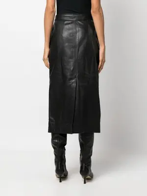 Alberta Ferretti Pencil Leather Midi Skirt
