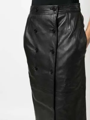Alberta Ferretti Pencil Leather Midi Skirt