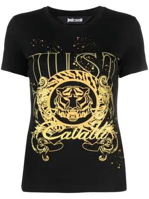 Just Cavalli Tiger Head Cotton T-shirt - Black