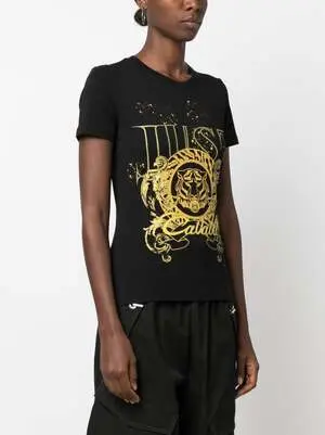 Just Cavalli Tiger Head Cotton T-shirt - Black