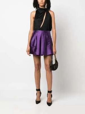 Alberta Ferretti Bow-detail Pleated Satin Shorts