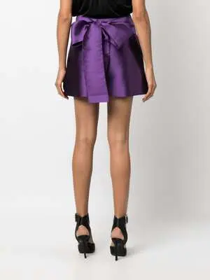 Alberta Ferretti Bow-detail Pleated Satin Shorts