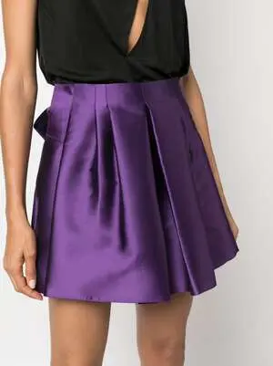 Alberta Ferretti Bow-detail Pleated Satin Shorts