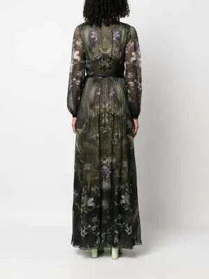 Alberta Ferretti Winter Garden-print Silk Maxi Dress